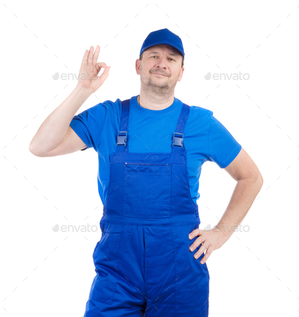 Worker in blue overalls. Stock Photo by indigolotos | PhotoDune