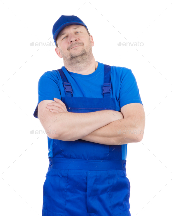 Worker in blue overalls. Stock Photo by indigolotos | PhotoDune