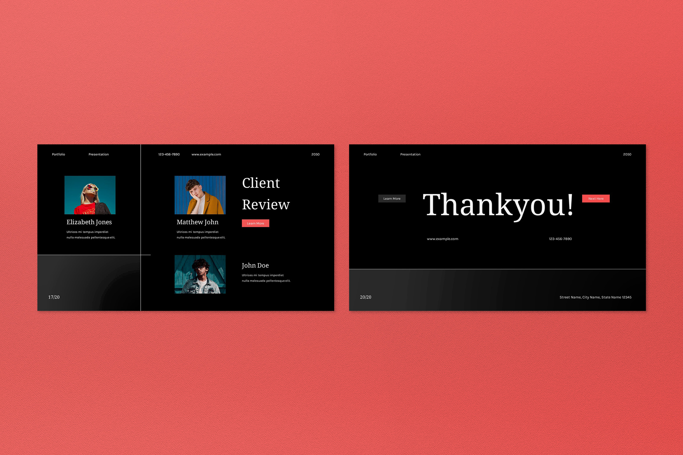 Black Gradient Portfolio Presentation Keynote, Presentation Templates