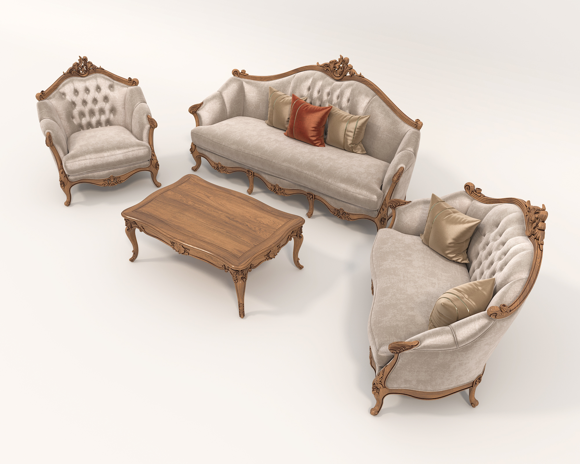 Classic European style Sofa and Armchair set 4 by nhattuankts | 3DOcean