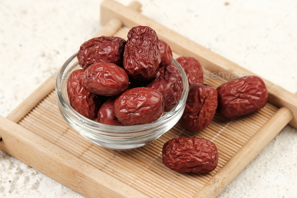 Angco or Jujube, Chinese dried red date fruit ( Ziziphus jujuba ) on ...