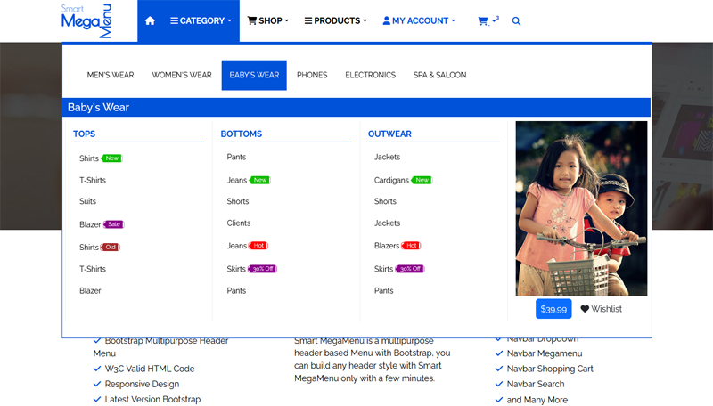 Smart Megamenu - Responsive Bootstrap Multipurpose Megamenu by mgscoder