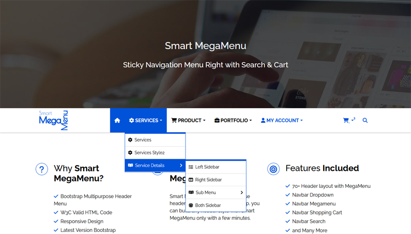 Smart Megamenu - Responsive Bootstrap Multipurpose Megamenu by mgscoder