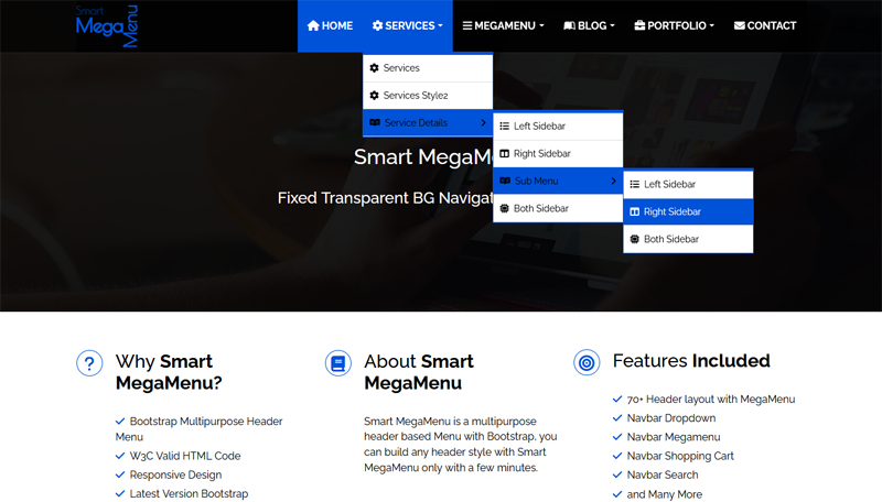Smart Megamenu - Responsive Bootstrap Multipurpose Megamenu by mgscoder