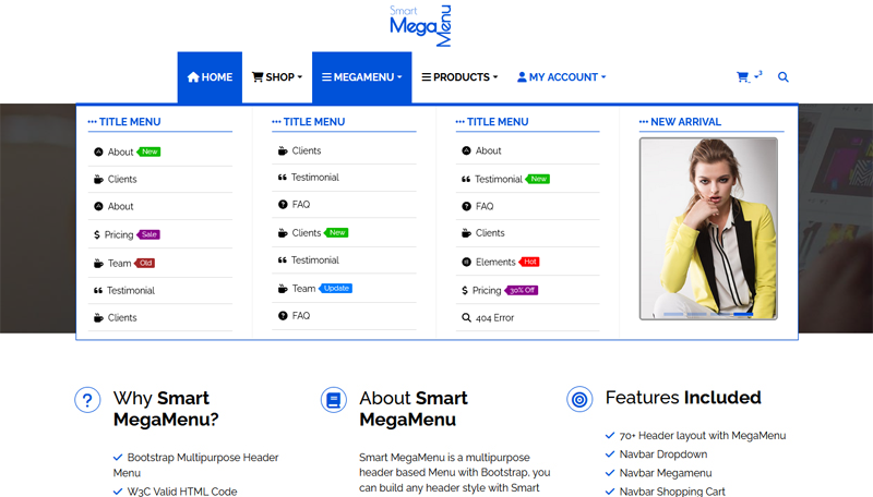 Smart Megamenu - Responsive Bootstrap Multipurpose Megamenu by mgscoder