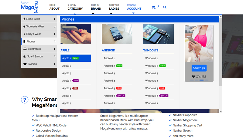Smart Megamenu - Responsive Bootstrap Multipurpose Megamenu by mgscoder