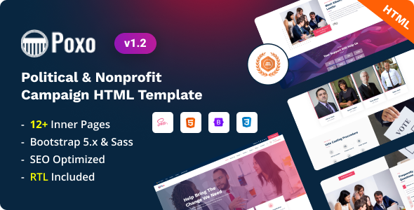Poxo - Political & Nonprofit Campaign Bootstrap 5 Template by EnvyTheme