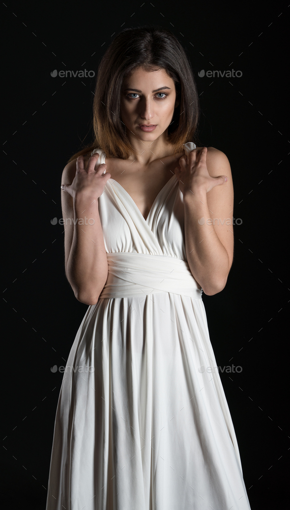 pretty model doing a pictorial photo shoot like a greek goddess with ...