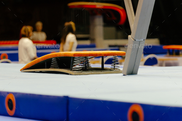 springboard for exercise vault artistic gymnastics on background ...