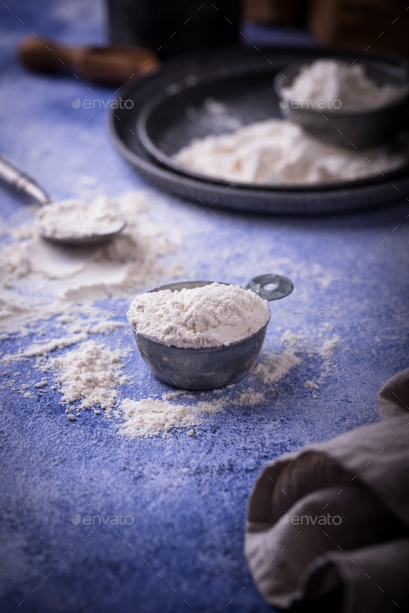 Wheat flour on dark. Baking background Stock Photo by furmanphoto ...