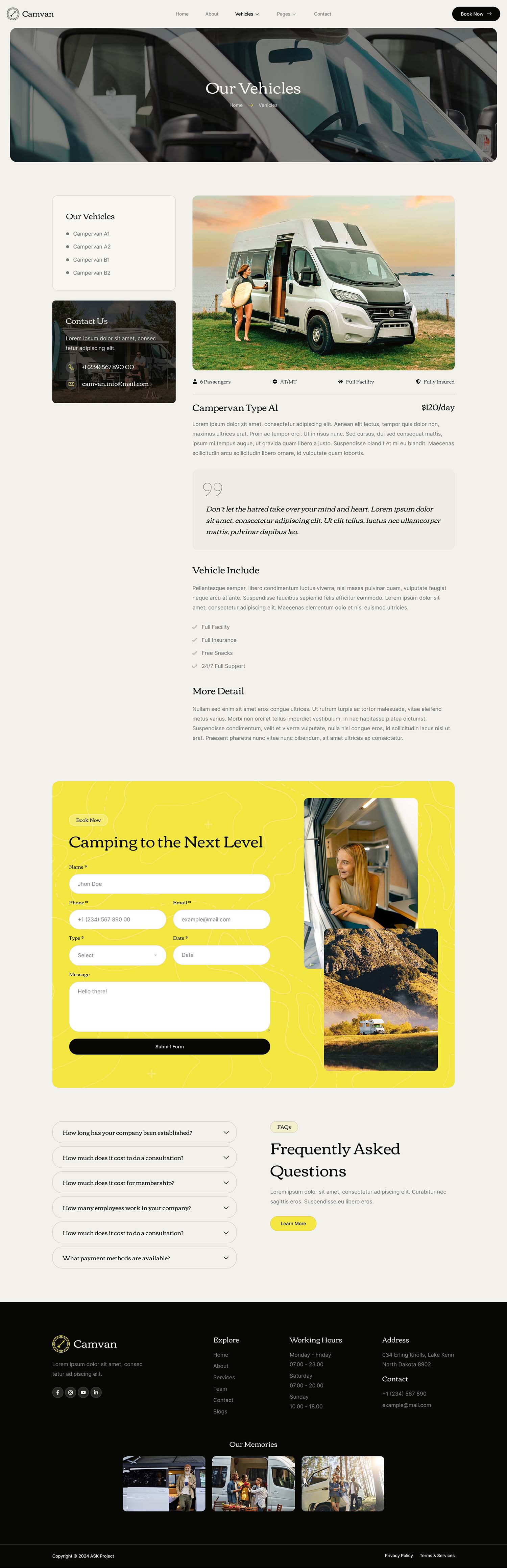 Camvan - Campervan & RV Rental Elementor Template Kit by askproject