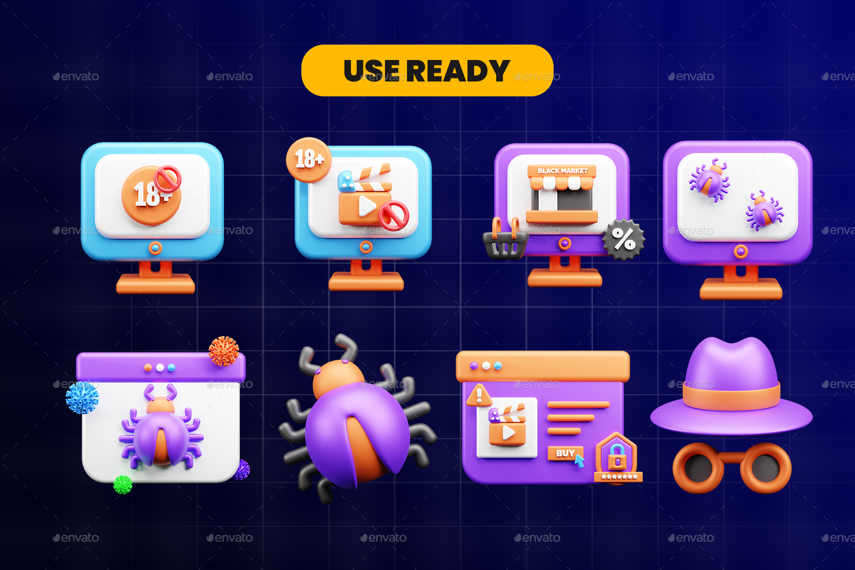 Deep web 3d Illustration Icon Pack, Graphics | GraphicRiver