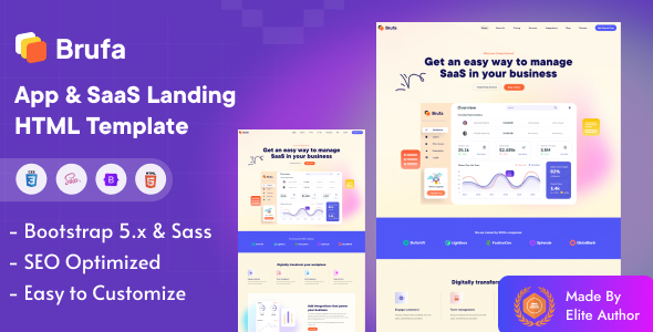 Brufa - App & SaaS Landing Bootstrap 5 Template by EnvyTheme | ThemeForest
