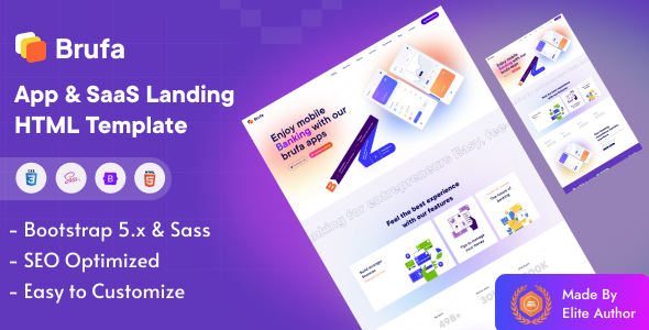 Brufa - App & SaaS Landing Bootstrap 5 Template by EnvyTheme | ThemeForest