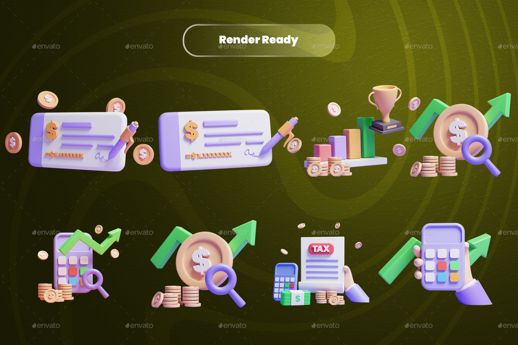 Online Banking System 3d Illustration Icon Pack, Graphics | GraphicRiver