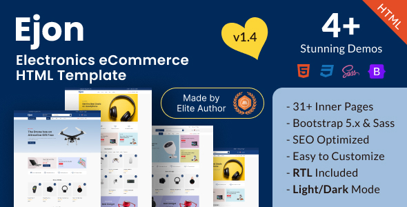 Ejon - Electronics eCommerce Bootstrap 5 Template by EnvyTheme ...