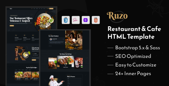 Ruzo - Restaurant Cafe & Fast Food Shop Bootstrap 5 Template by HiBootstrap
