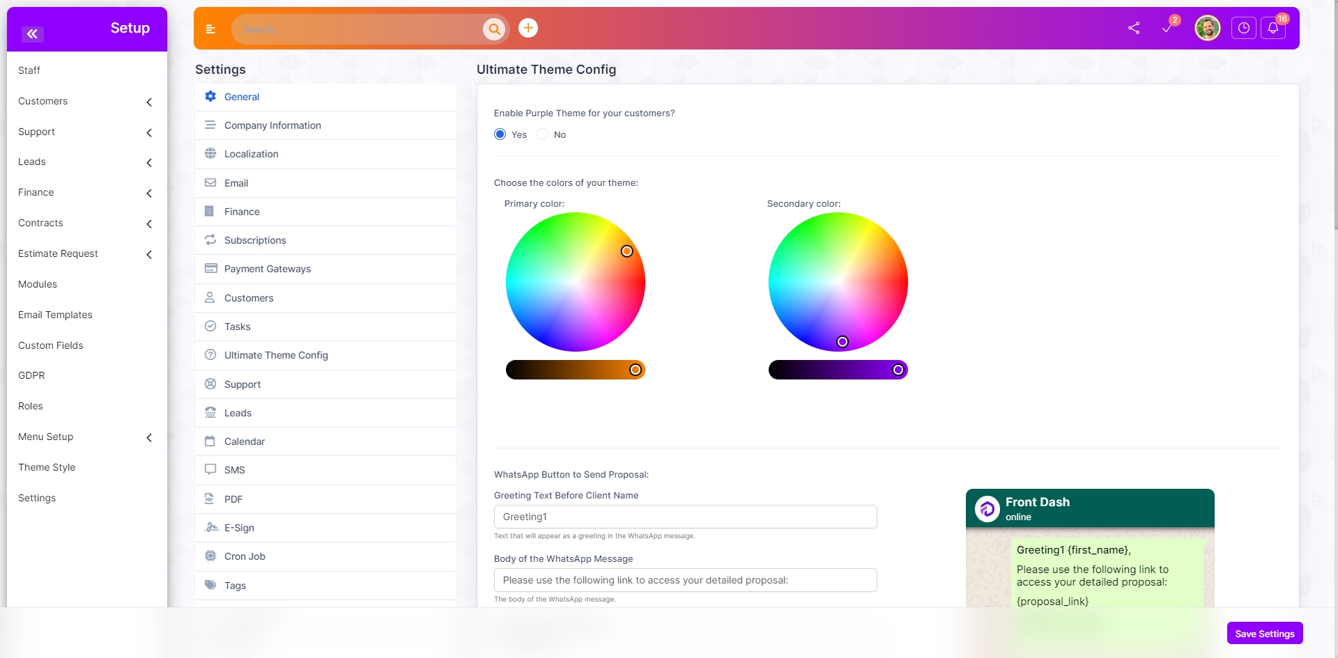 Ultimate Purple Theme - Perfex Theme CRM by Flykod | CodeCanyon