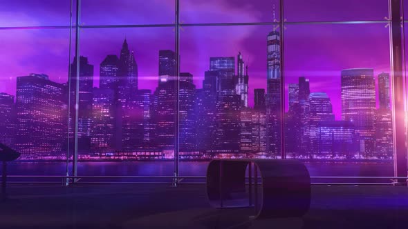 Background With Office And Night City 4K, Motion Graphics | VideoHive