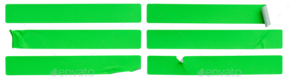 A set of fluorescent neon green rectangular paper sticker label ...