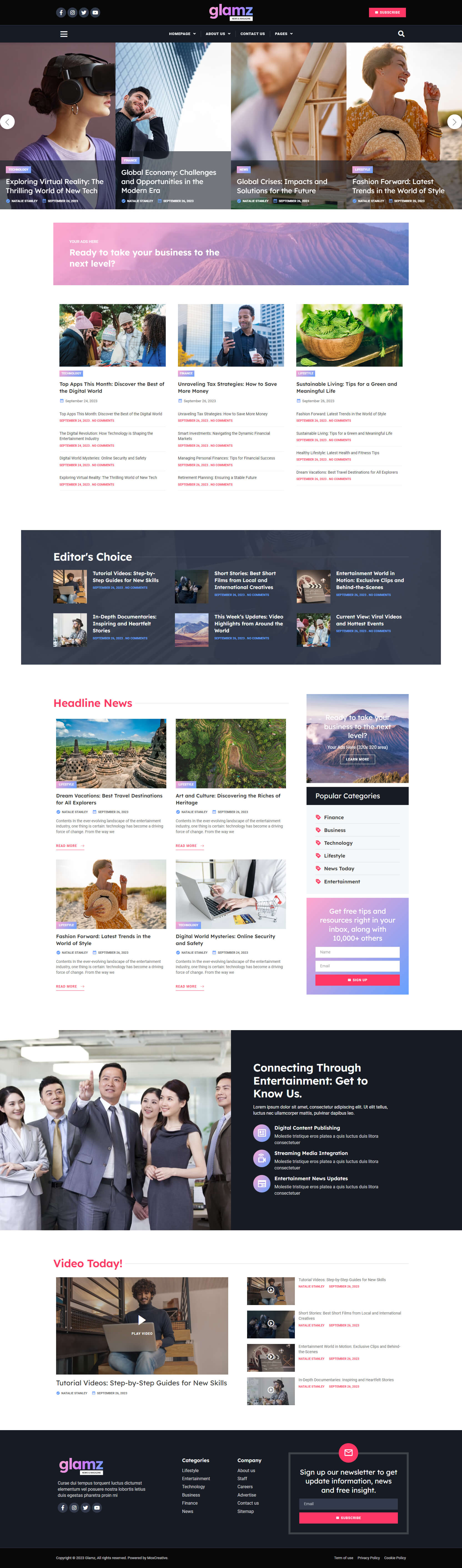 Glamz - News & Magazine Elementor Template Kit by moxcreative | ThemeForest