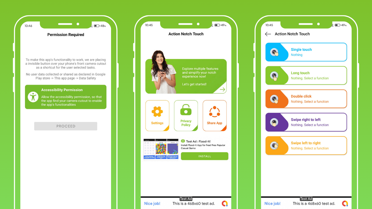 Action Notch Touch The Notch with AdMob Ads Android by MJAppsStudio