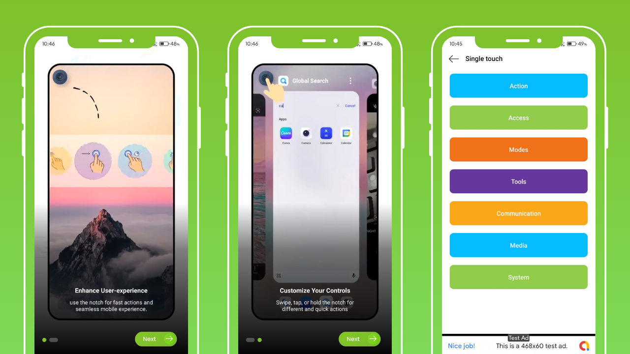Action Notch Touch The Notch with AdMob Ads Android by MJAppsStudio