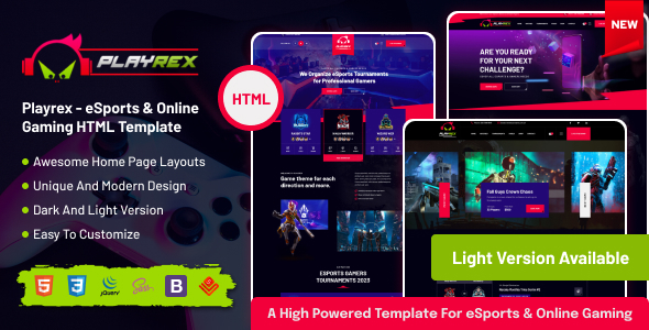 Playrex – eSports & Gaming Clan News HTML Template by vecuro_themes