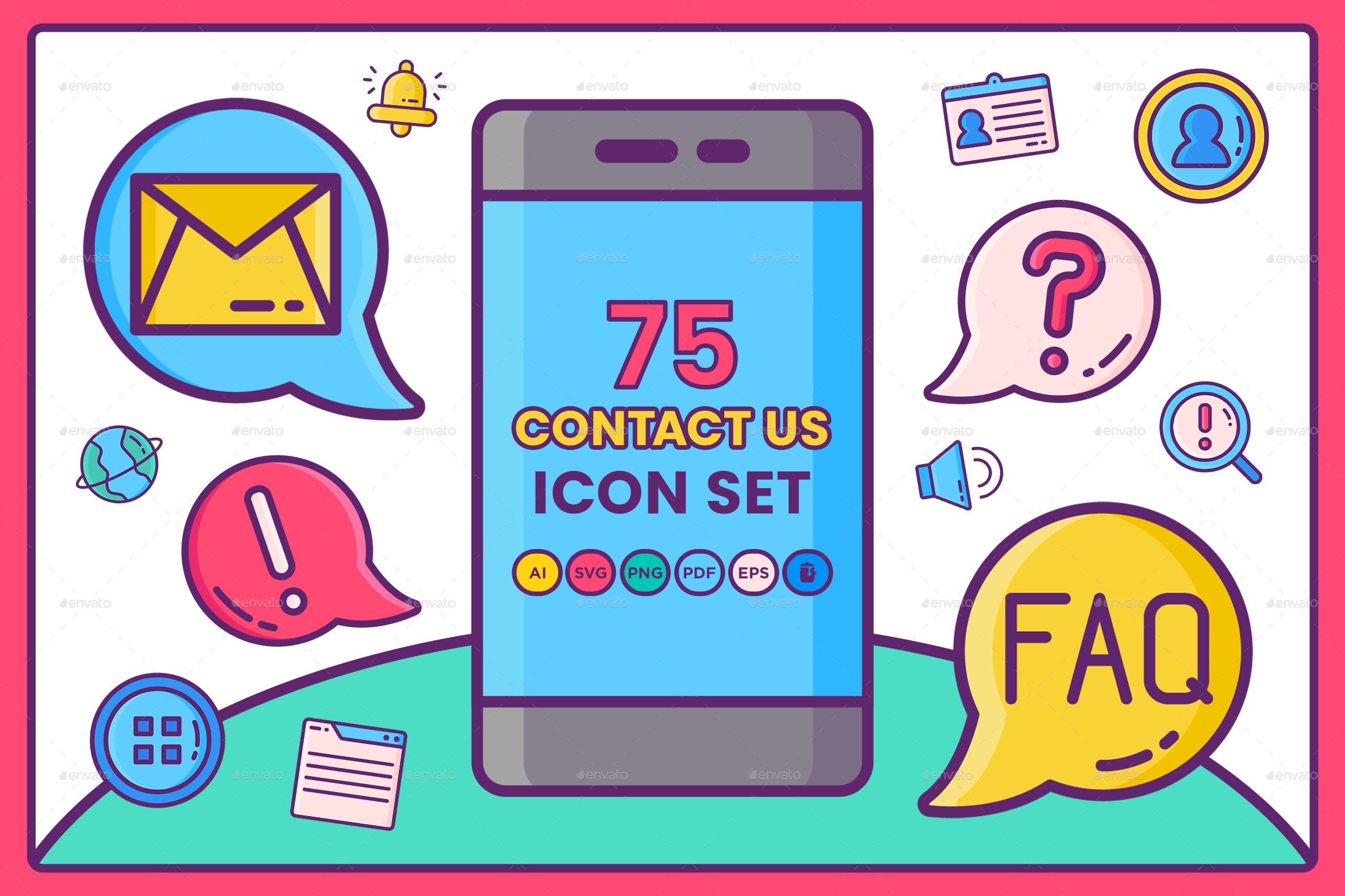 75 Contact Us Icons | Crayons Series, Icons | GraphicRiver
