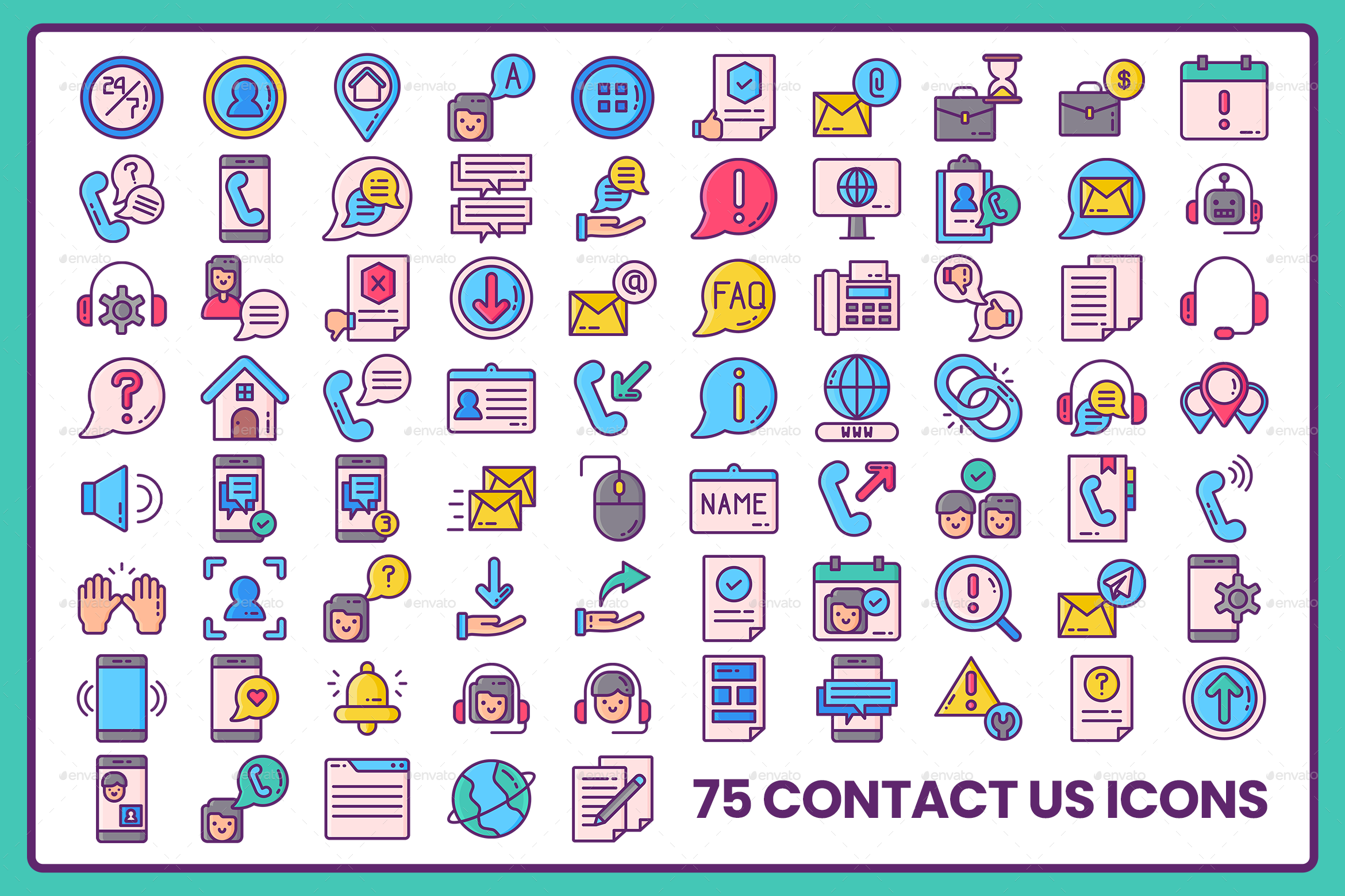 75 Contact Us Icons | Crayons Series, Icons | GraphicRiver