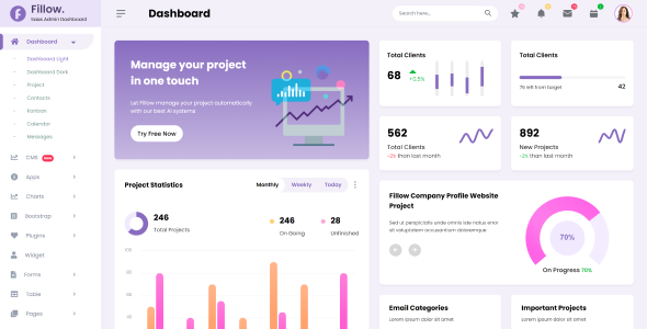 Fillow - PHP Saas Admin Dashboard Template by dexignlabs | ThemeForest