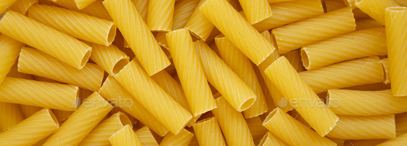 Dry Rigatoni Pasta, top view. Flat lay, overhead, from above. Stock ...