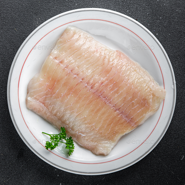 raw white fish fillet giant sea bass and filleting grouper fresh ...