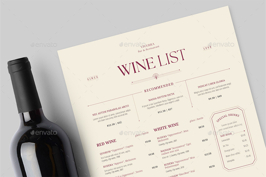 Restaurant Wine List Template, Print Templates | GraphicRiver
