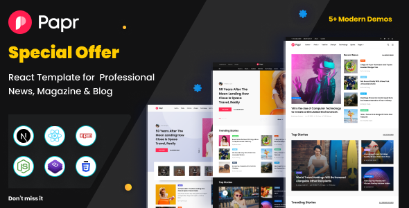 Papr: React Nextjs News and React Template by Axilthemes | ThemeForest