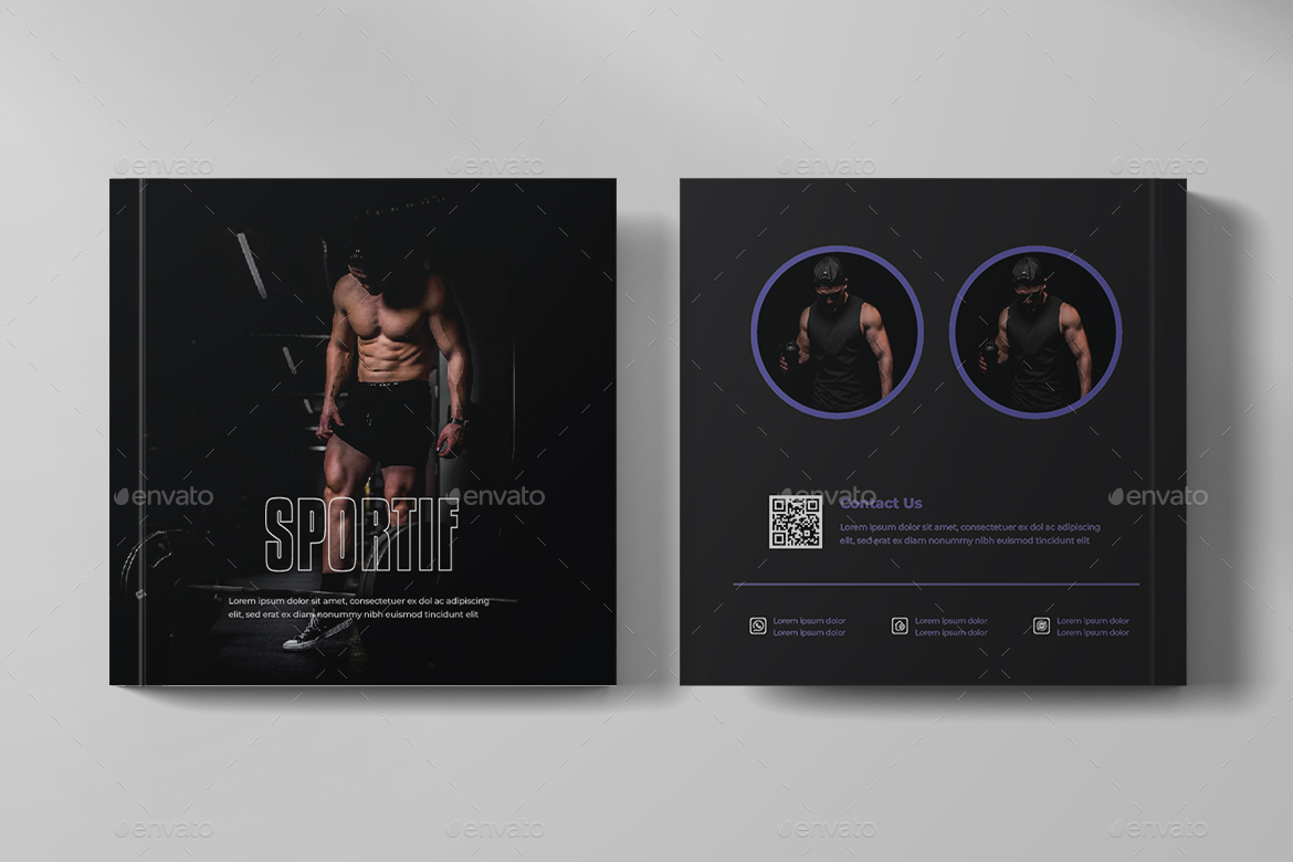Square Gym and Fitness Company Profile Brochure, Print Templates ...
