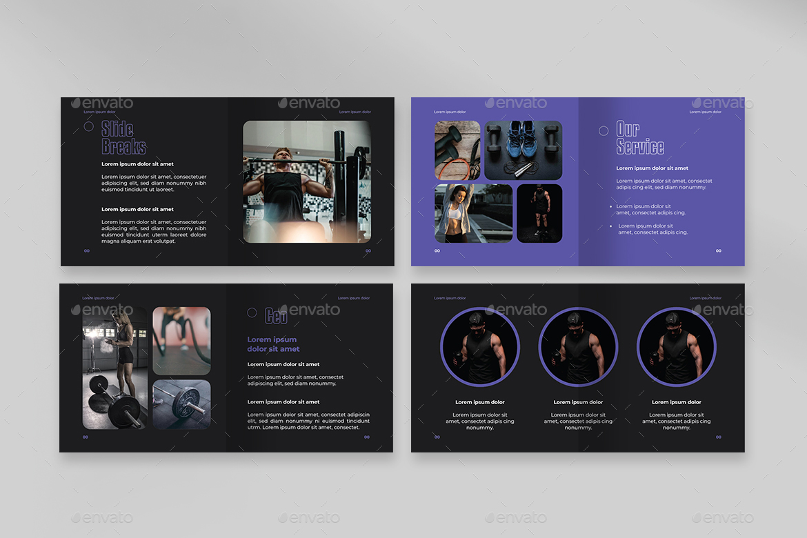 Square Gym and Fitness Company Profile Brochure, Print Templates ...