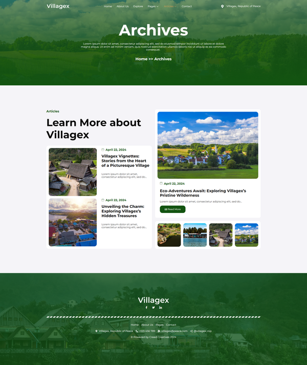 Villagex - Village Tourism Elementor Template Kit by creedcreatives