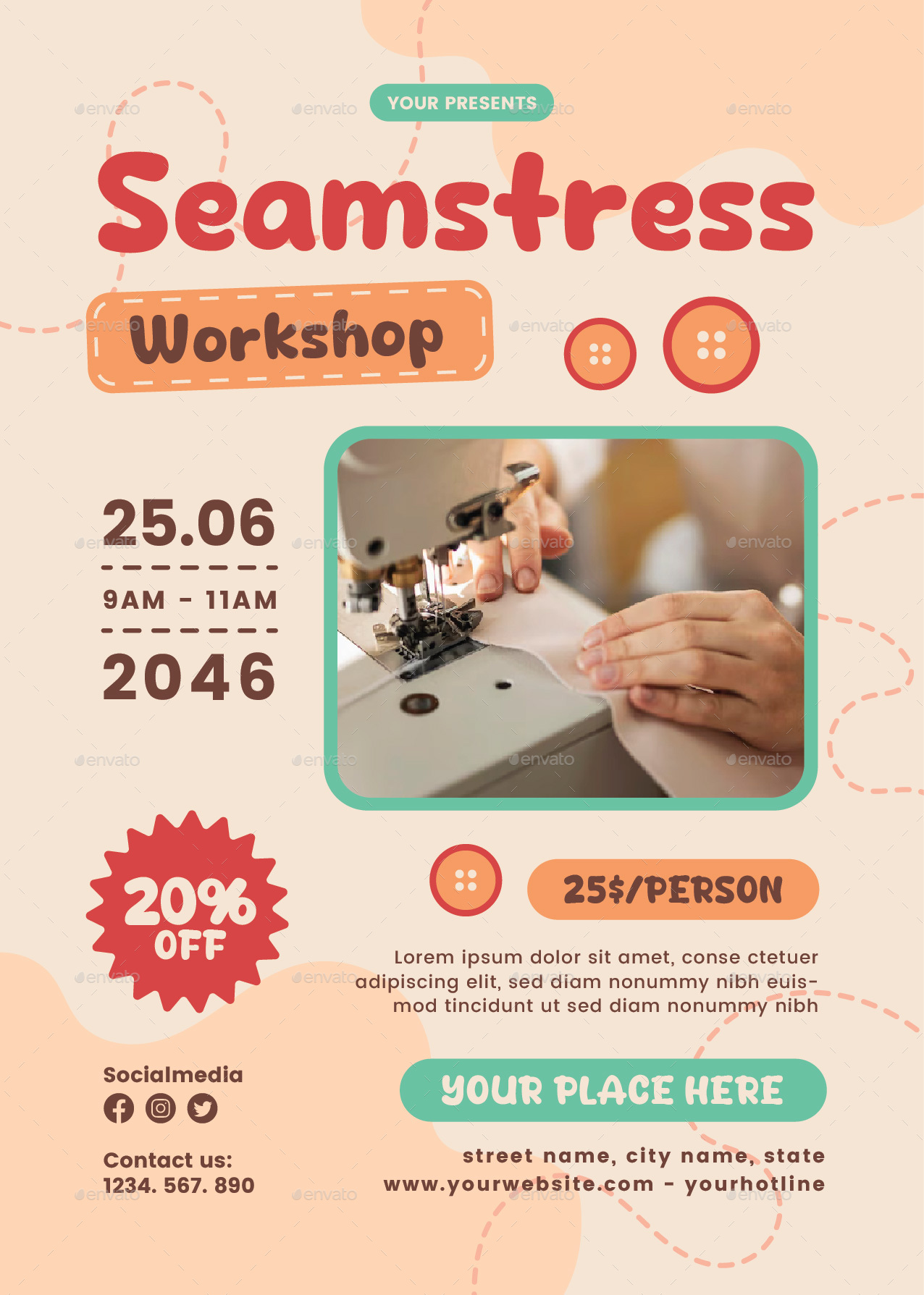 Seamstress Workshop Flyer, Print Templates | GraphicRiver