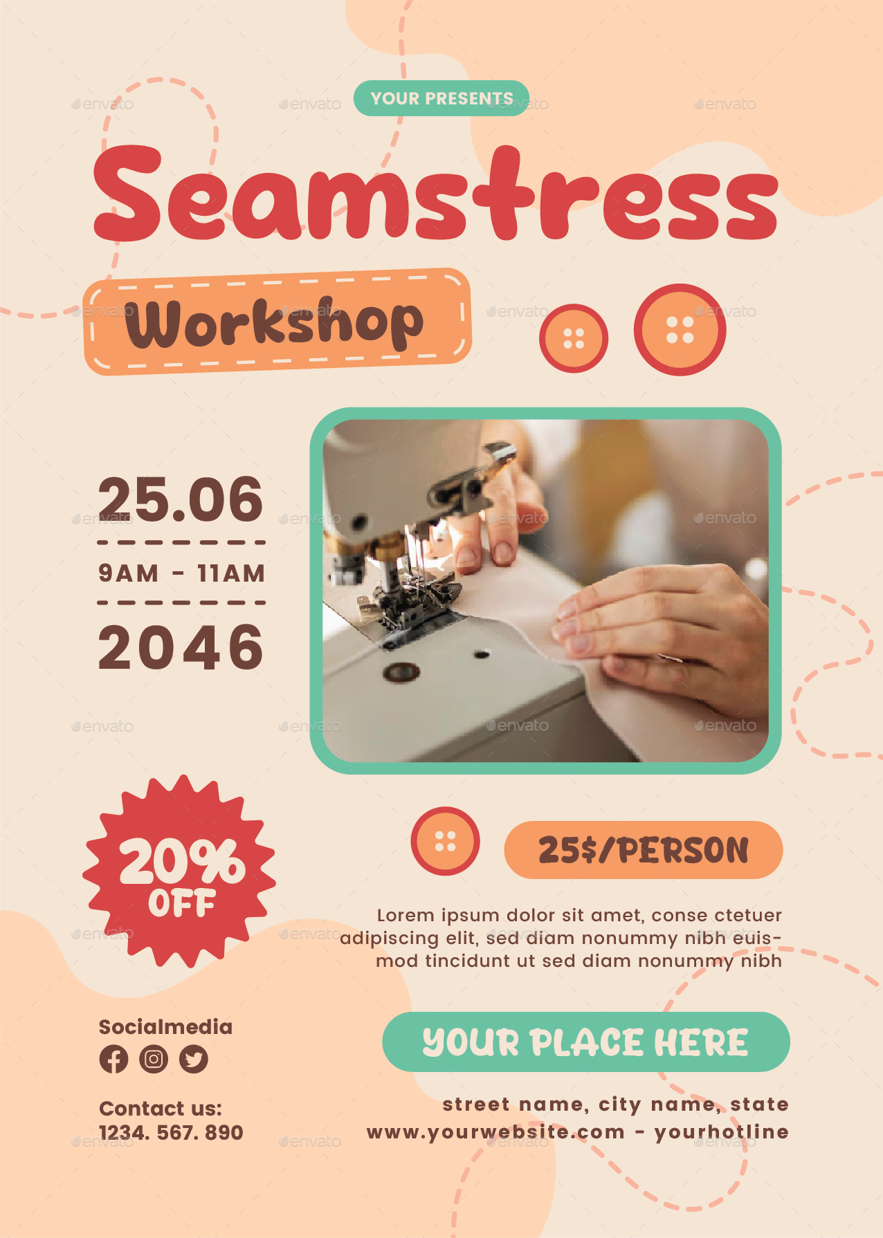 Seamstress Workshop Flyer, Print Templates | GraphicRiver
