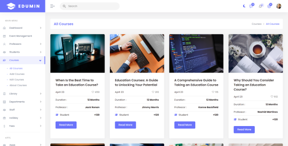 Edumin Php Education Admin Dashboard Bootstrap Template By Dexignlabs