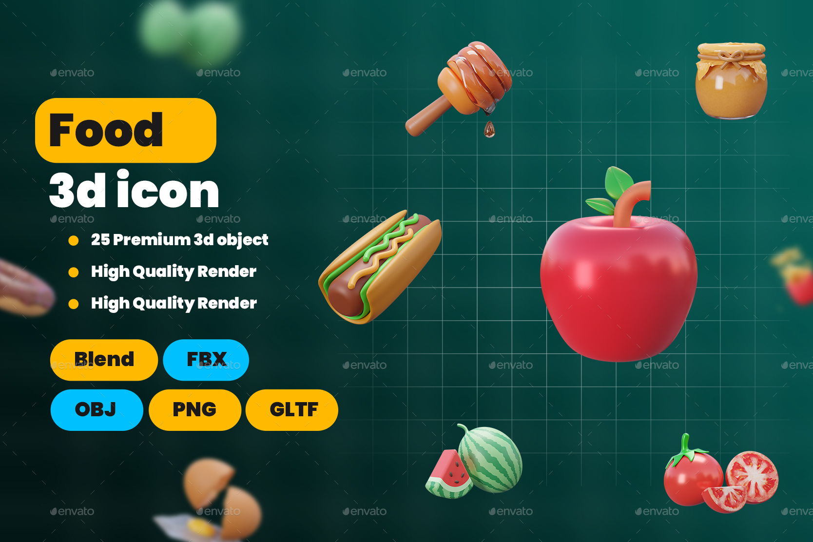 Food 3d Illustration Icon Pack, Graphics | GraphicRiver
