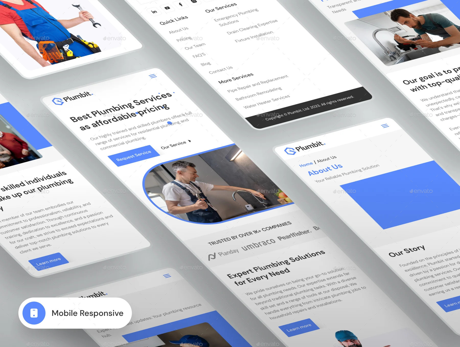 Plumbit: Plumber Service Web UI Kit Figma Template, Web Elements ...