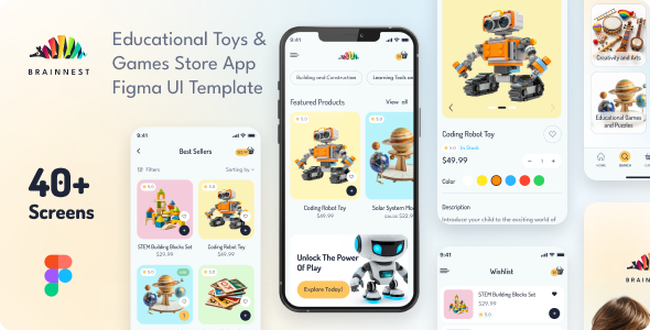 BrainNest - Educational Toys & Games Store App Figma UI Template by George_Fx
