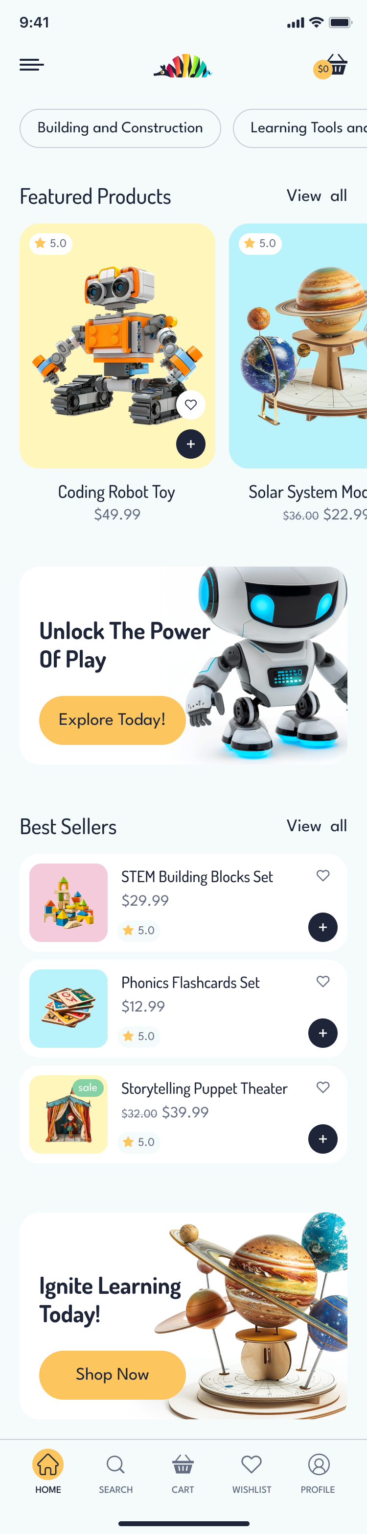 BrainNest - Educational Toys & Games Store App Figma UI Template by ...