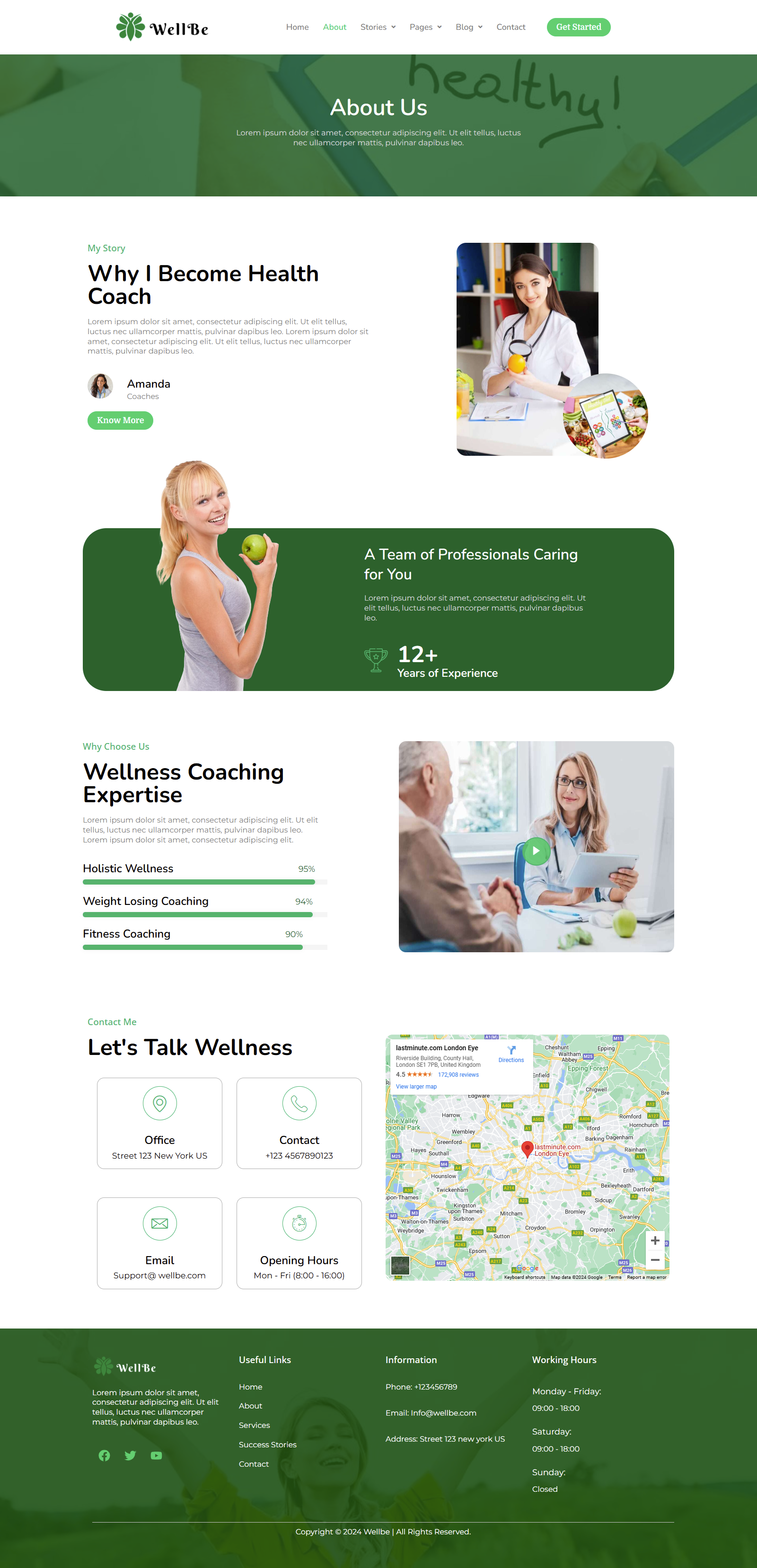Wellbe - Health & Wellness Coach Elementor Template kit by Kitsart