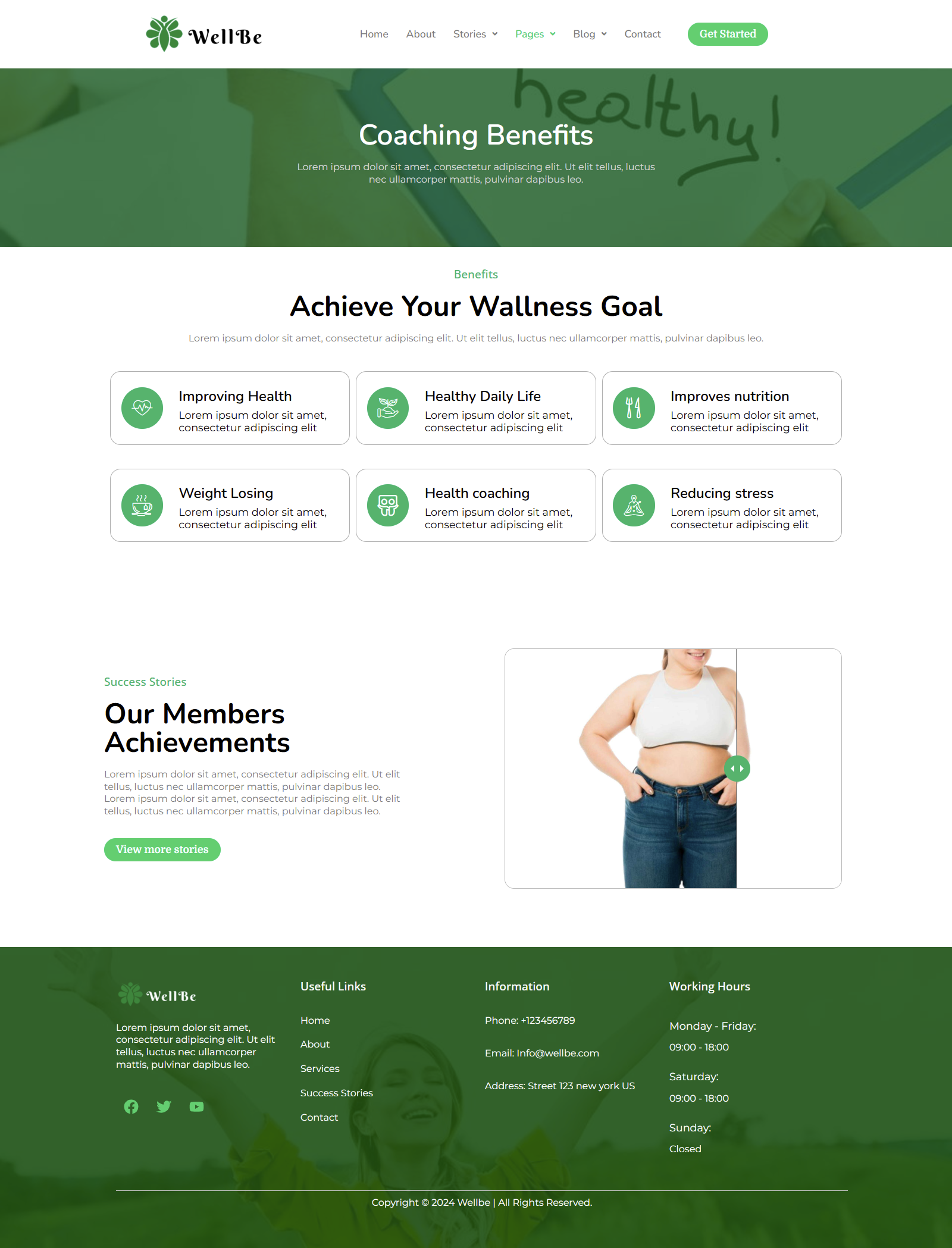 Wellbe - Health & Wellness Coach Elementor Template kit by Kitsart
