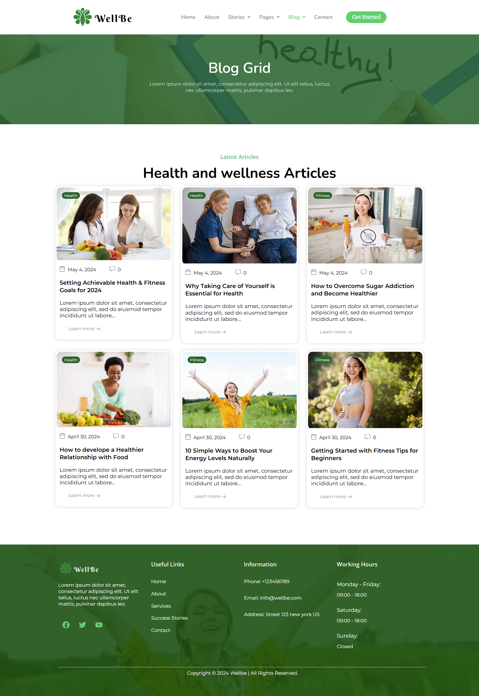 Wellbe - Health & Wellness Coach Elementor Template kit by Kitsart