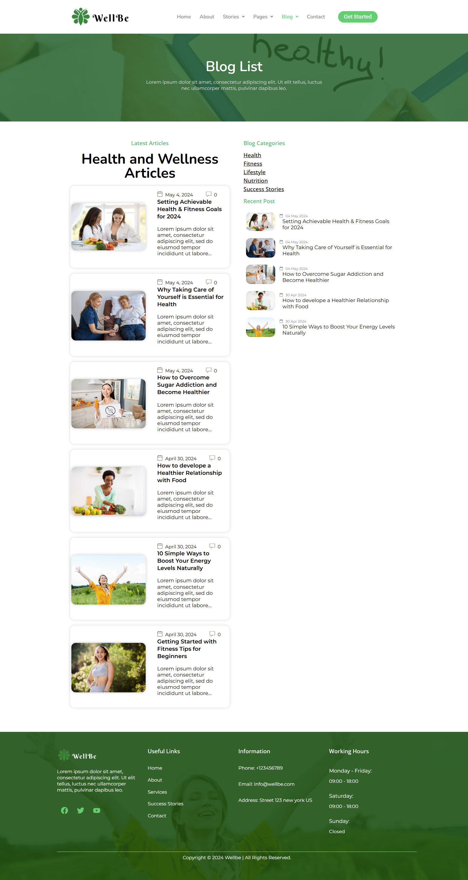 Wellbe - Health & Wellness Coach Elementor Template kit by Kitsart