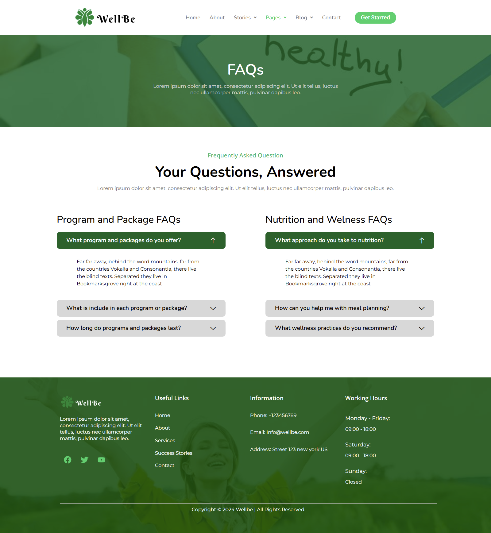 Wellbe - Health & Wellness Coach Elementor Template kit by Kitsart